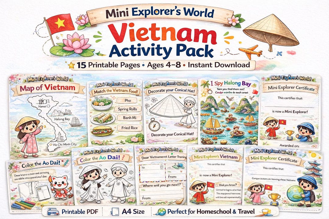 Vietnam Activity Pack for Kids – Culture & Geography Worksheets (PDF ...