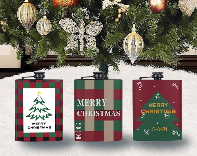 Red Reindeer Christmas Flask Gift Box funnel, Secret Santa, Xmas, Party ...