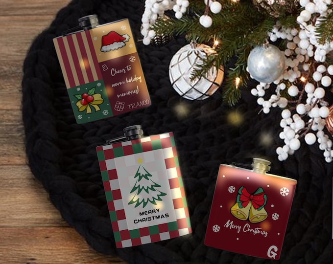 Red Reindeer Christmas Flask Gift Box funnel, Secret Santa, Xmas, Party Favor, Personalized Gift ...