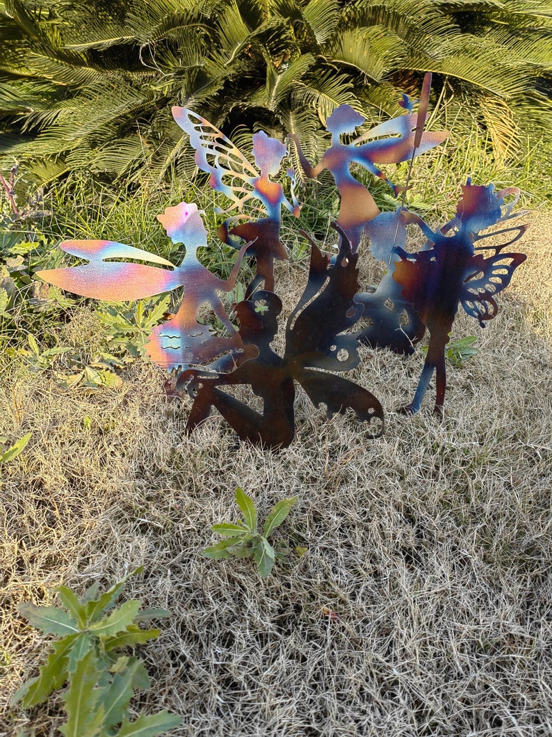 Flamed Color Fairy Metal Outdoor Decor, Garden Fairies Metal Art, Fairy ...