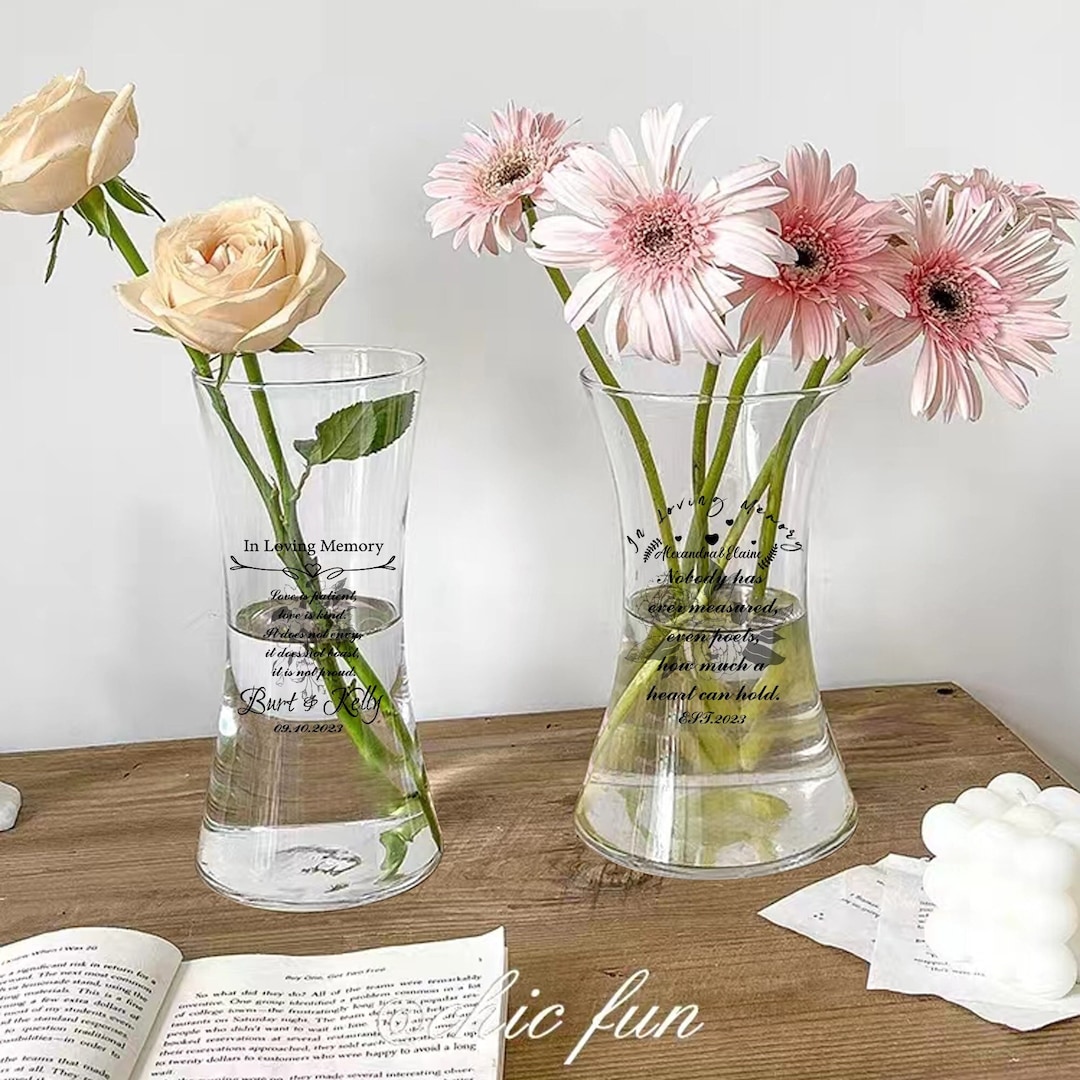 Custom Glass Flower Vase Personalized With Your Text for Valentine's ...
