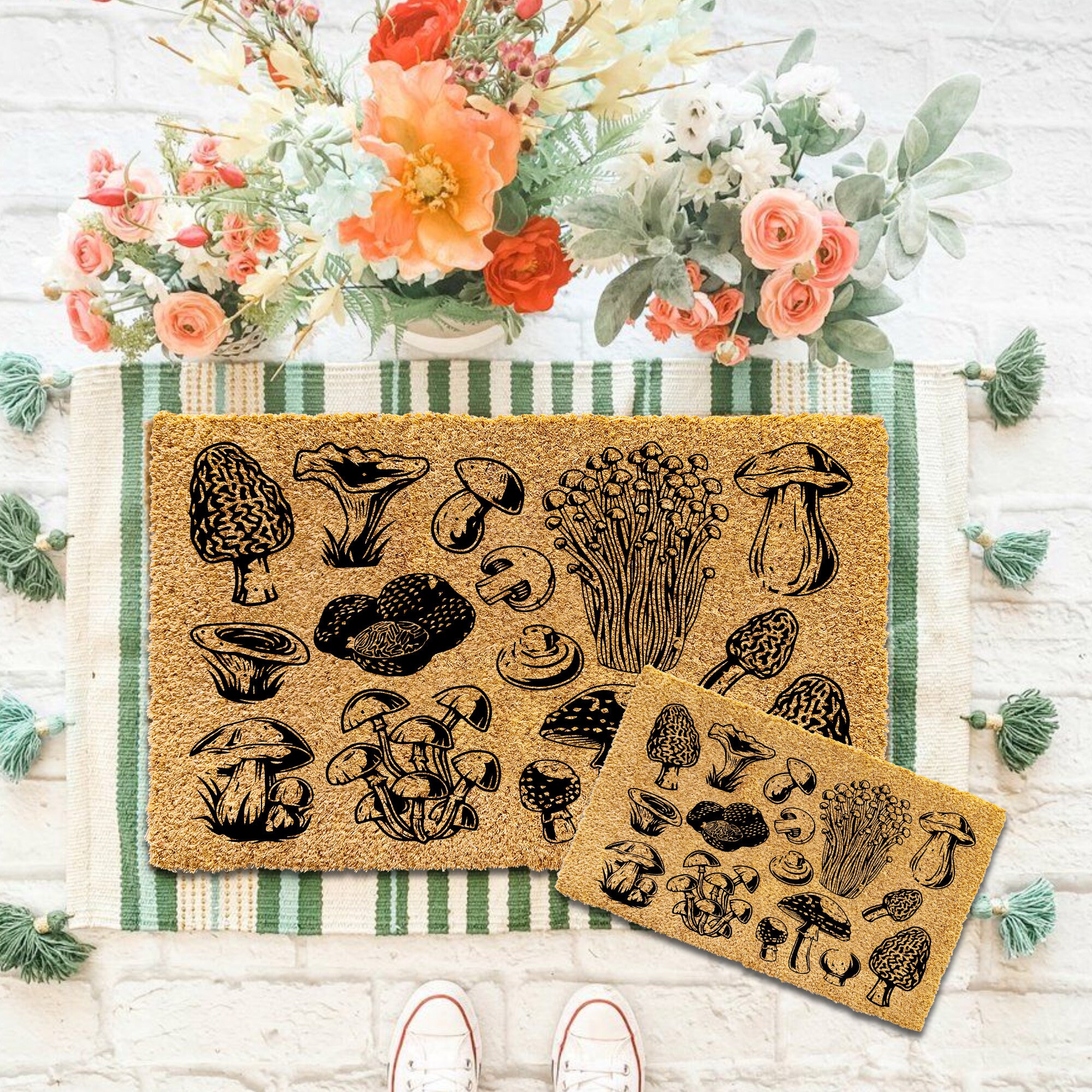 Mushrooms Door Mat, Forest Plants Cute Mat Gift, Door Welcome Mat ...