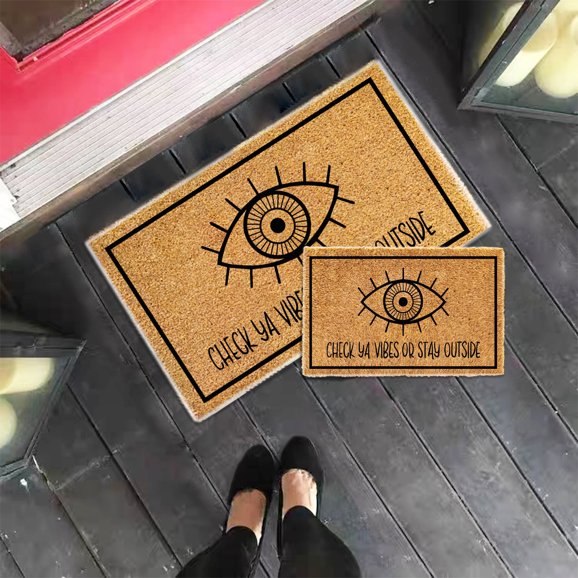 Enter Eyes Mat, Check Ya Vibe Door Mat, Funny Mat, Pretty Doormat, Coir ...