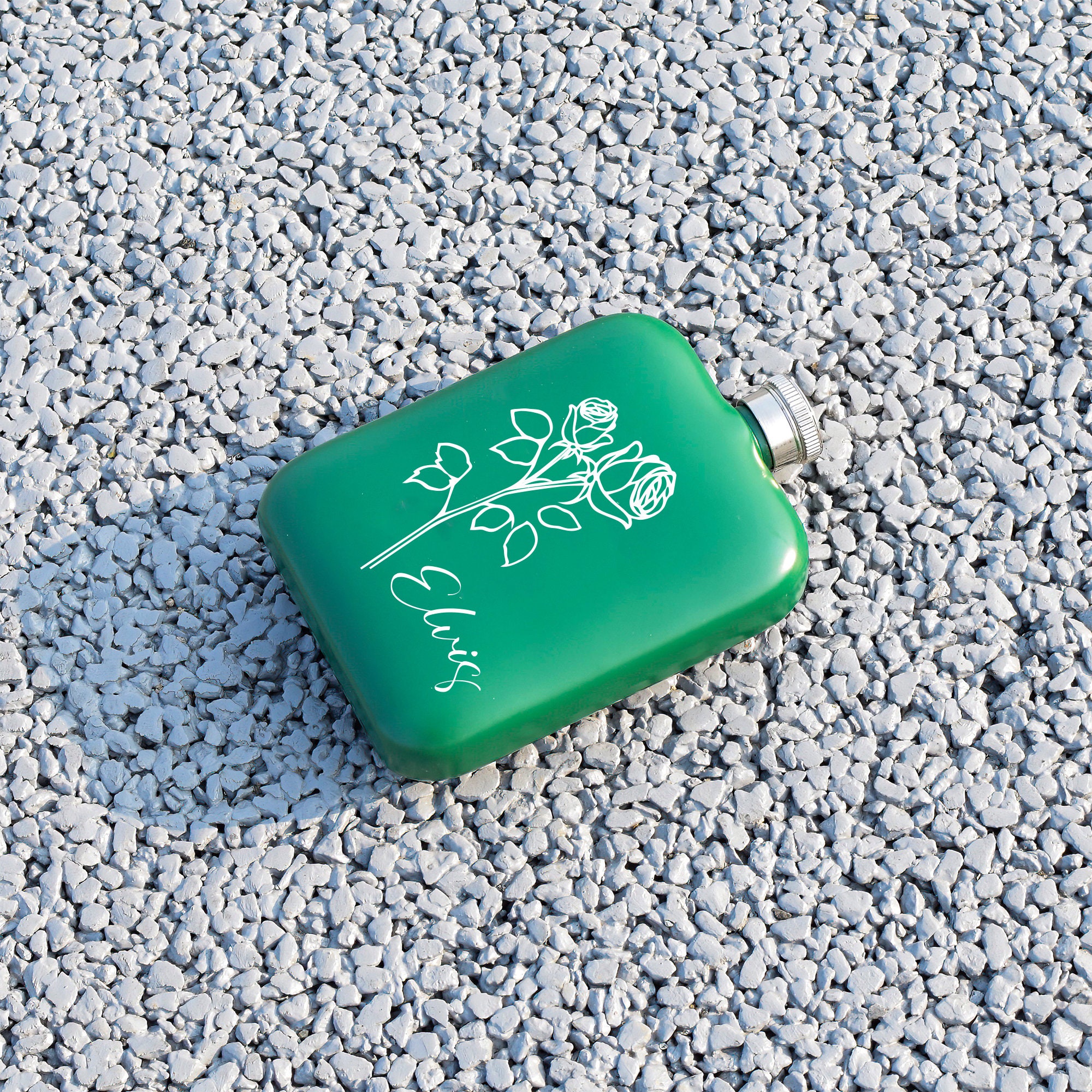 Personalized Birth Flower Flask Flower Design Liquor Flask - Etsy