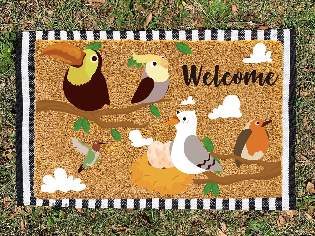 Welcome Colorful Birds Mat Funny Door Mat Welcome Door Mat - Etsy
