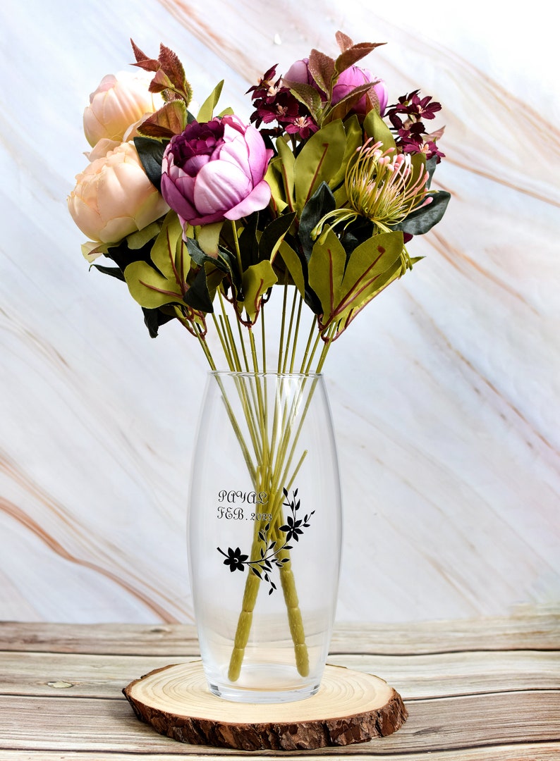 Custom Glass Vases for Couples, Clear Glass Vase, Personalized Glass ...