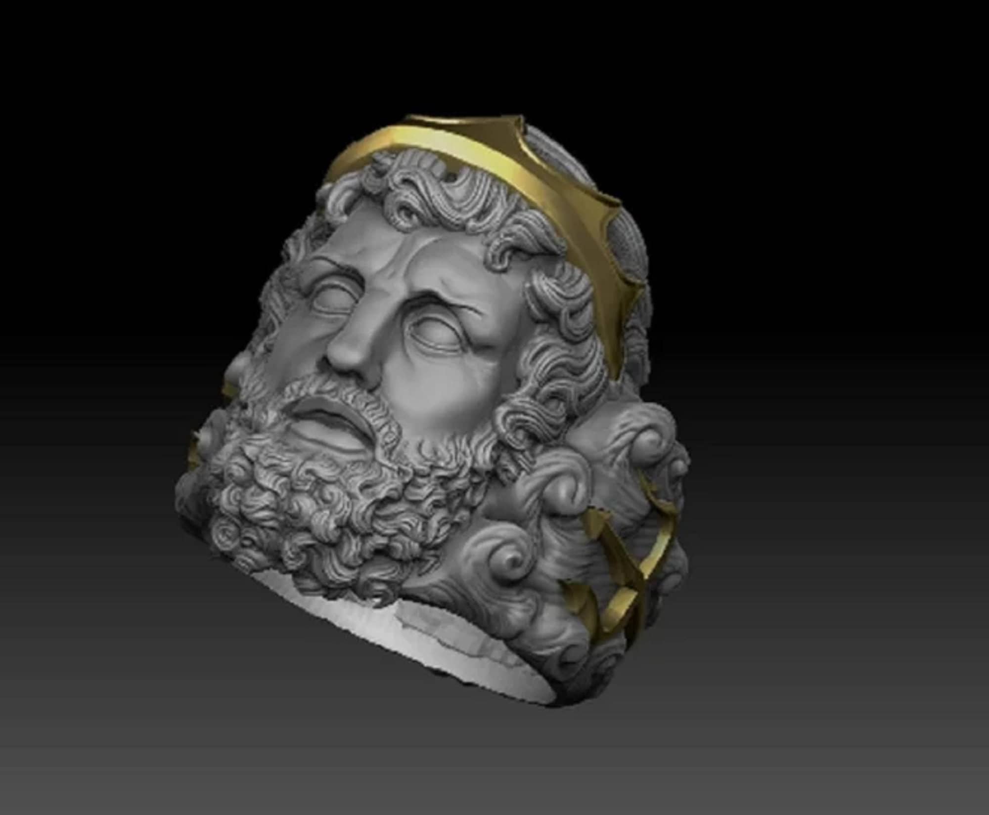 Poseidon Band Ring 925 Sterling Silver Signet Ring - Etsy