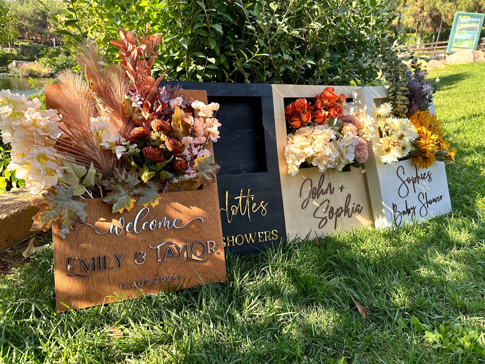 Custom Flower Box Welcome Sign, Wedding Floral Boxes, Bridal Shower ...