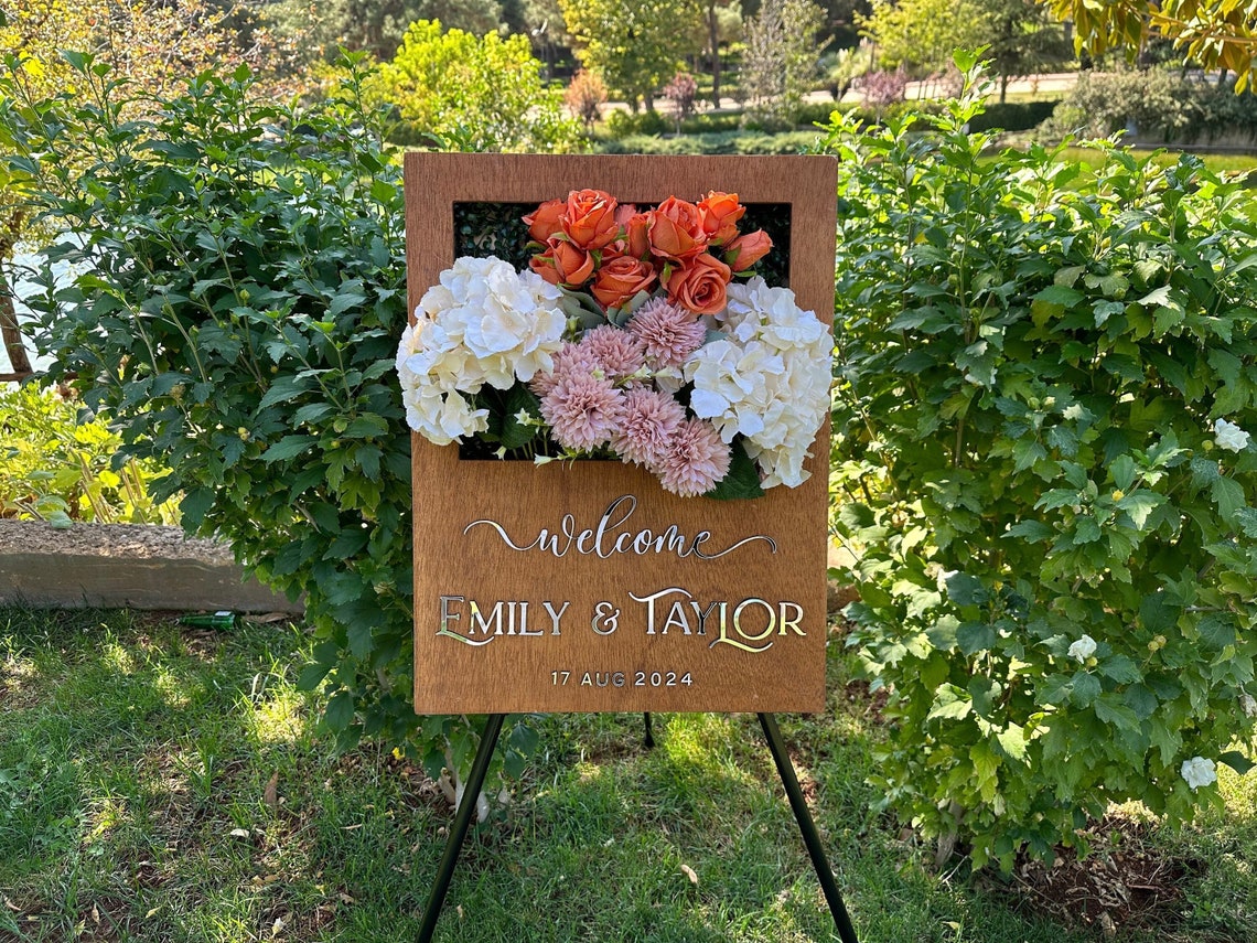 Custom Flower Box Welcome Sign, Wedding Floral Boxes, Bridal Shower ...