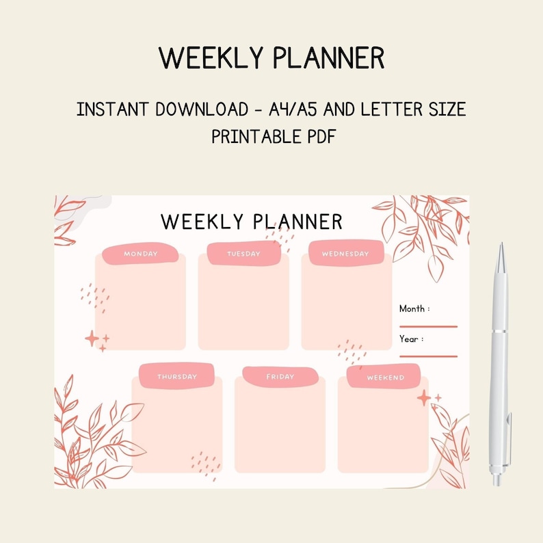 Weekly Planner Digital Download / Pastel Planner /weekly - Etsy