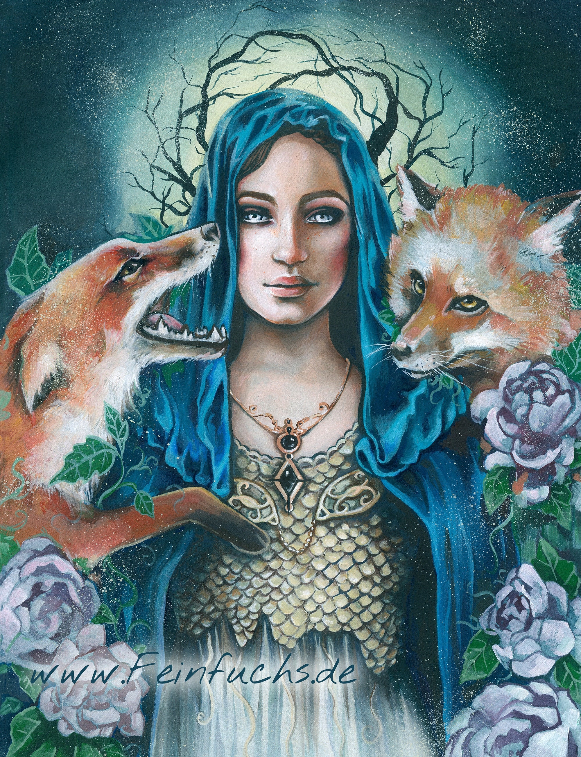 Art Print Fox Goddess Sun Goddess Fantasy Mural - Etsy Australia