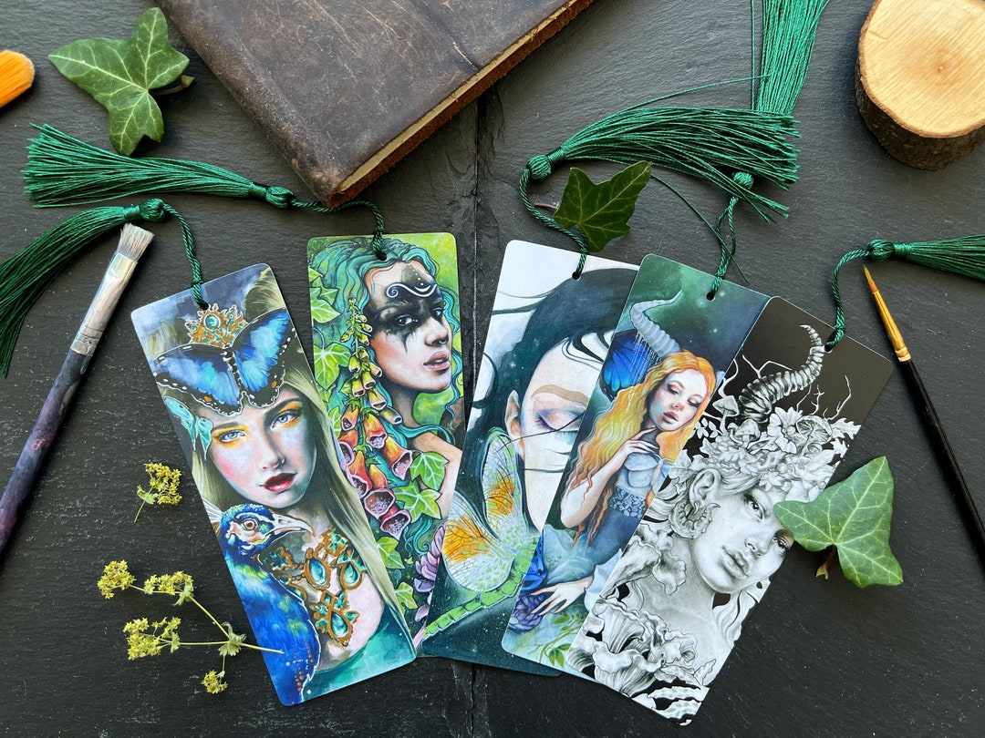 Set of 5 Mystical Bookmarks With Tassel, Fantasy Witch Fairy - Etsy