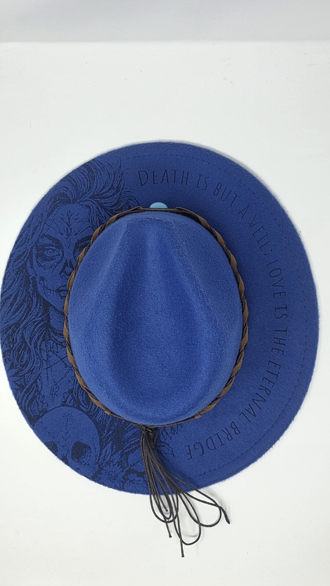 Blue Laser Engraved Fedora - Sugarskull – Festival Boho Gothic Western ...