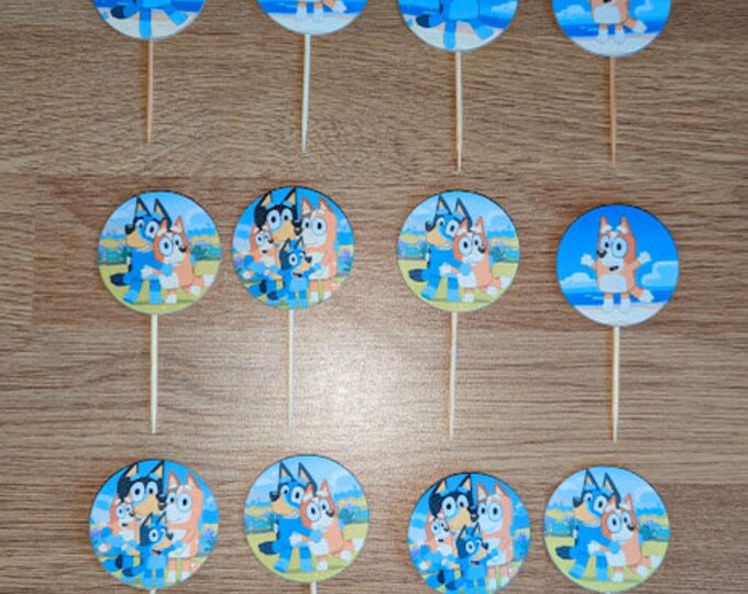 Bluey Cupcake Toppers, Bluey Bingo Heeler Round Toppers, Birthday Party ...