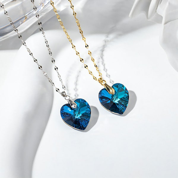 Blue Heart Necklace - Etsy