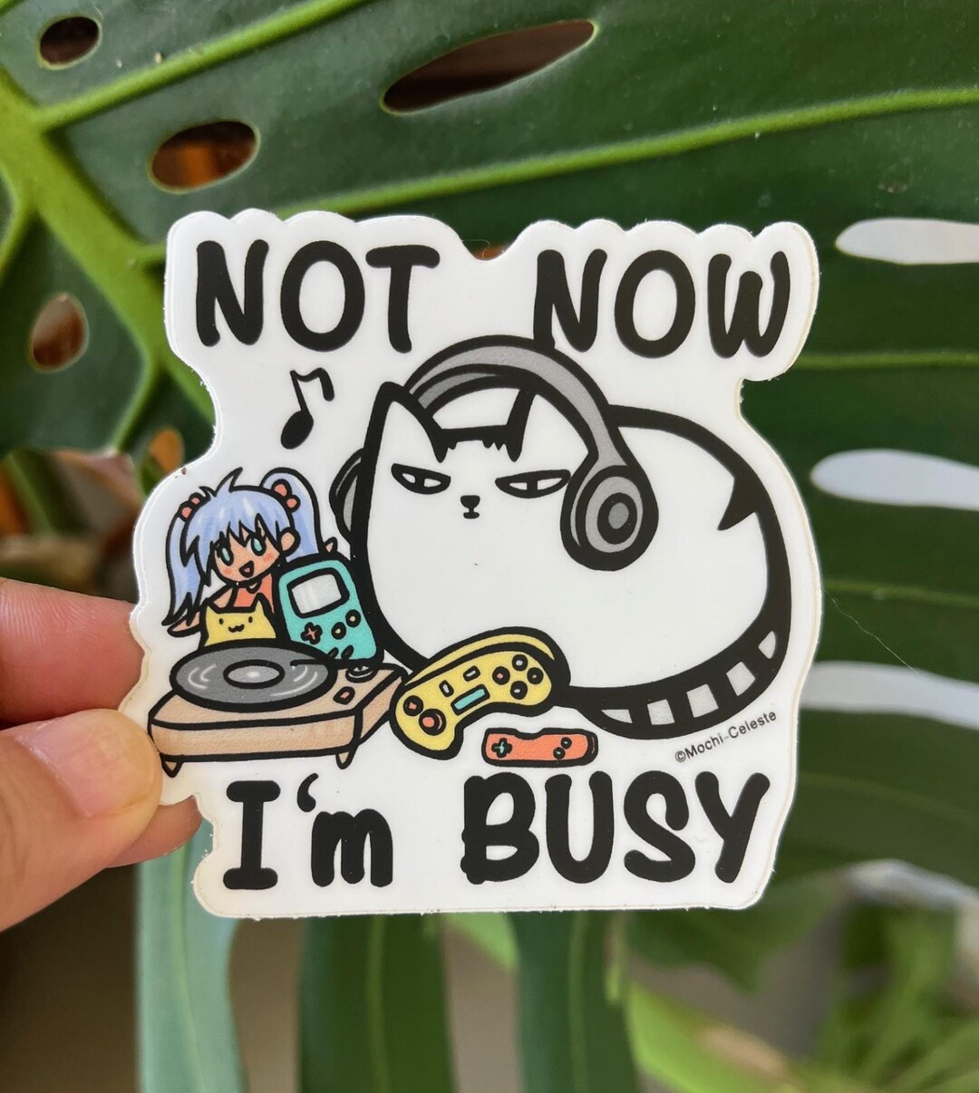 NOT NOW I'm BUSY - Mochi-celeste Cat Sticker - Etsy