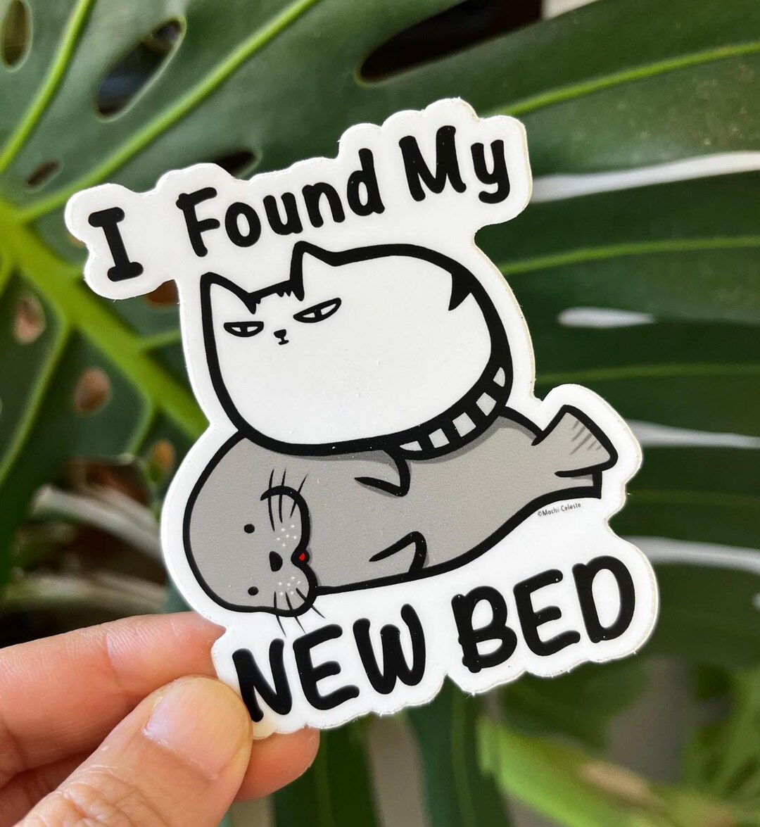 I Found a NEW BED - Mochi-celeste Cat Sticker - Etsy