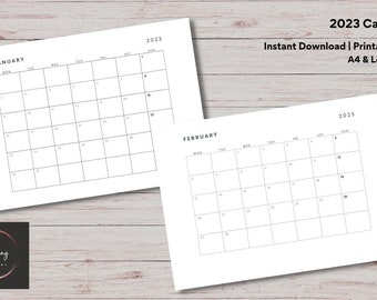 2023 Calendar Landscape Printable Calendar 2023 Monthly - Etsy