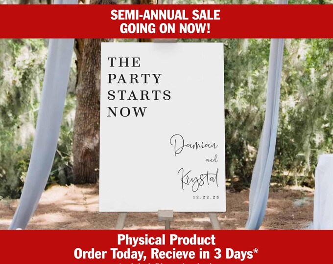 The Party Starts Now Welcome Sign Foam Core Board Printing Physical ...