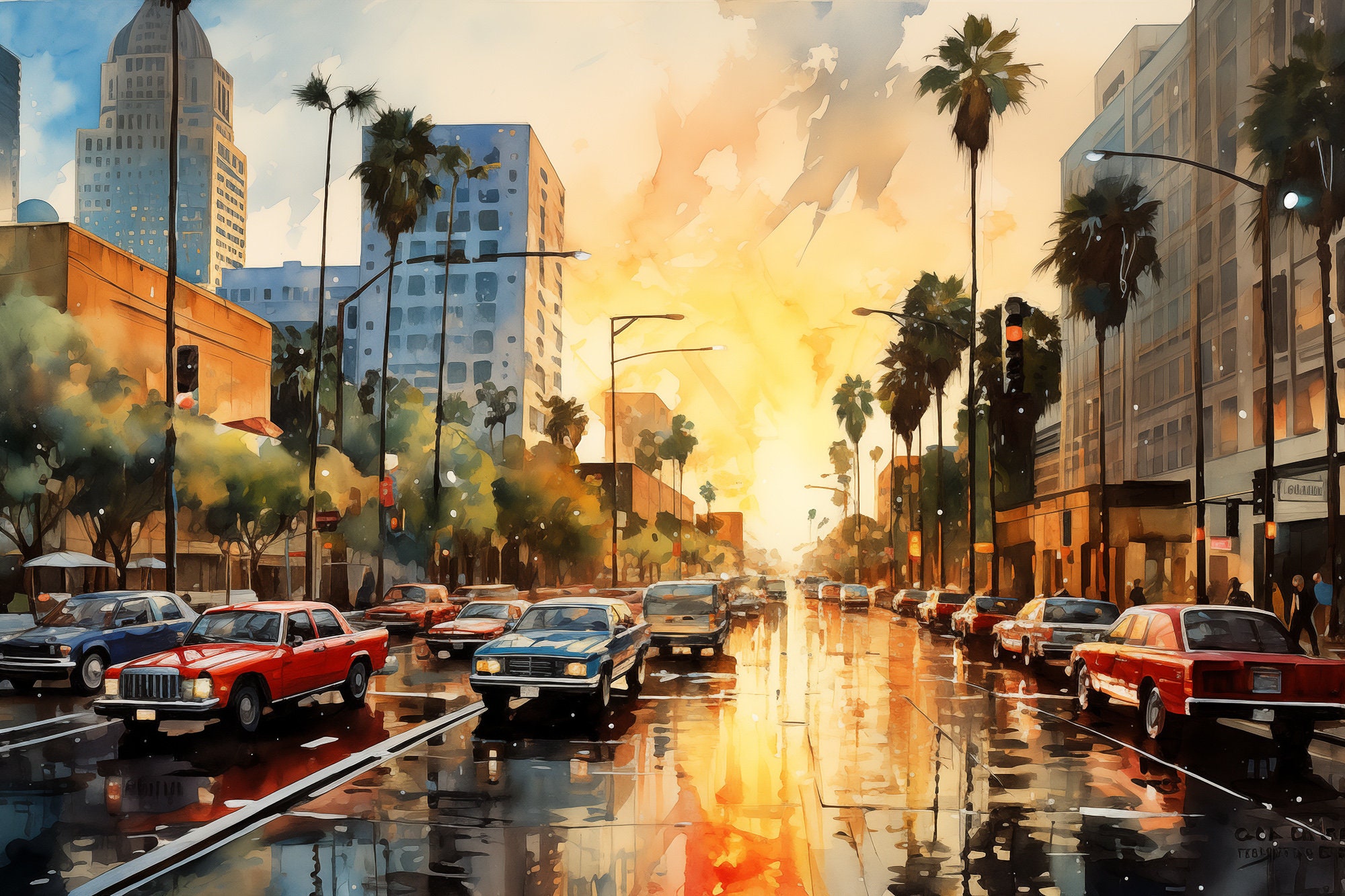 Vintage City Streets HIGH RESOLUTION Los Angeles Streets Art Print ...