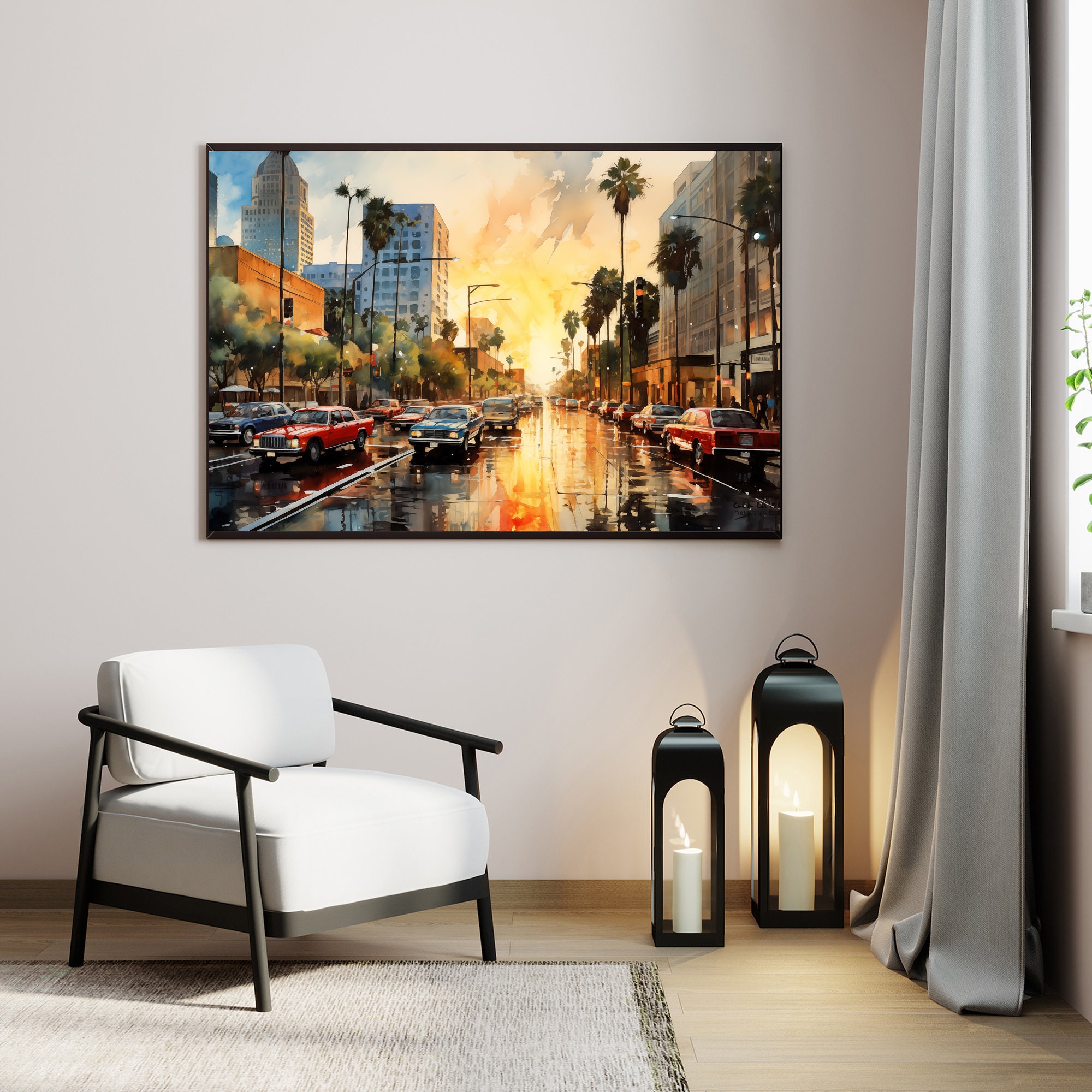 Vintage City Streets HIGH RESOLUTION Los Angeles Streets Art Print ...