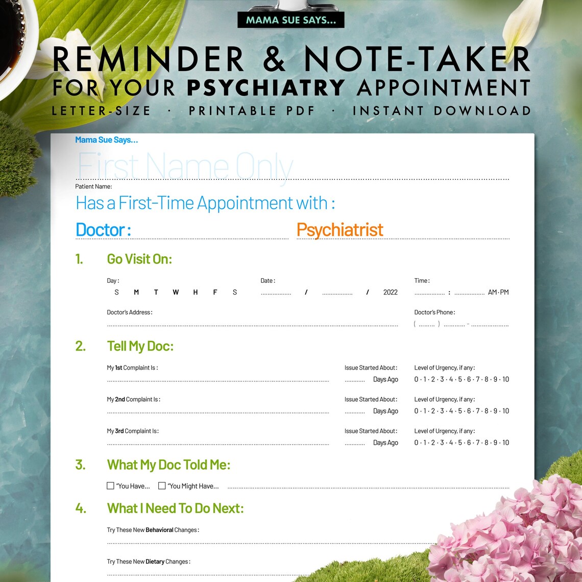 Reminder for Psychiatrist Visit, Note-taker for Psychiatrist ...