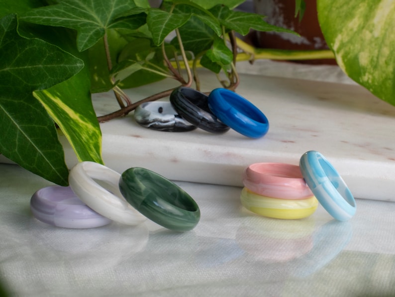 Colorful Recycled Plastic Rings // Trendy and Unique Plastic Rings ...