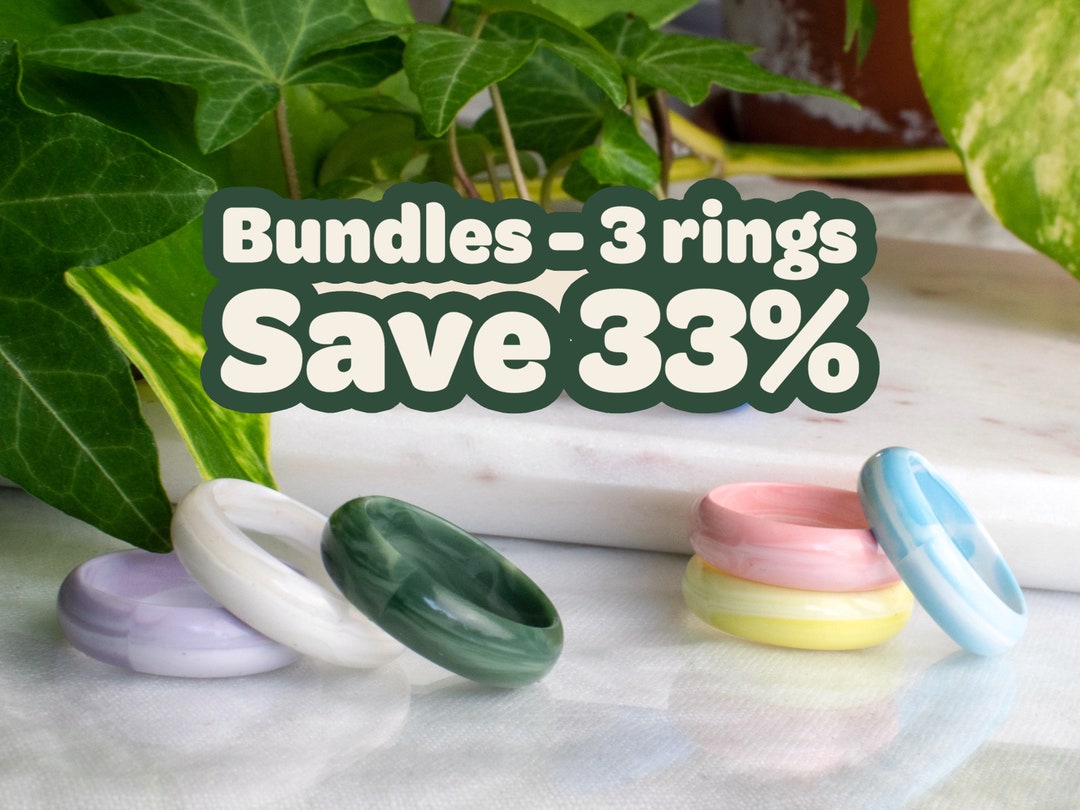 3 Rings Bundle, SAVE 33% // Colorful Recycled Plastic Rings // Trendy ...