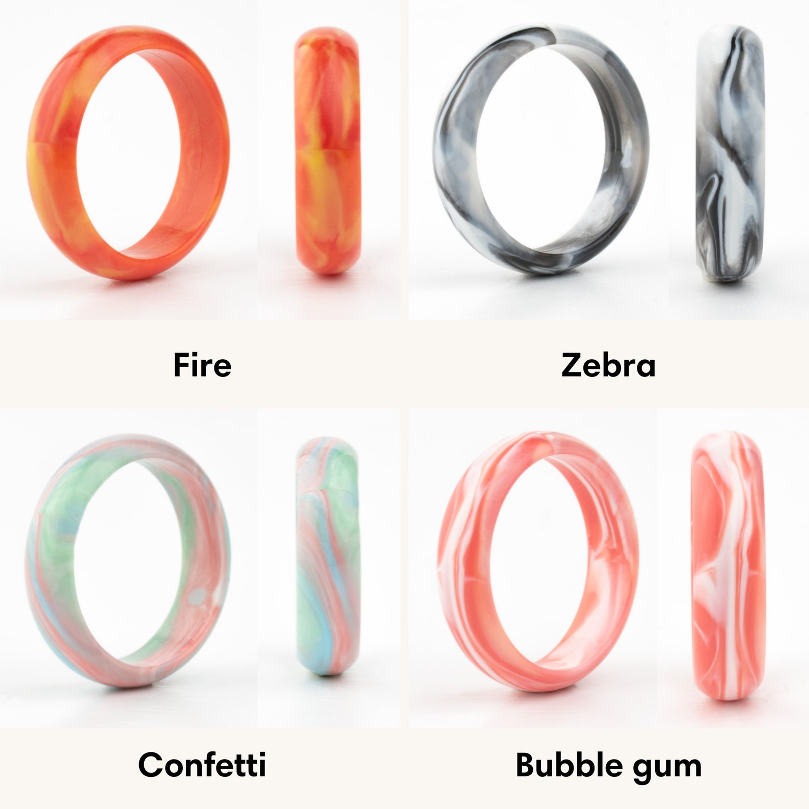Colorful Recycled Plastic Rings // Trendy and Unique Plastic Rings ...