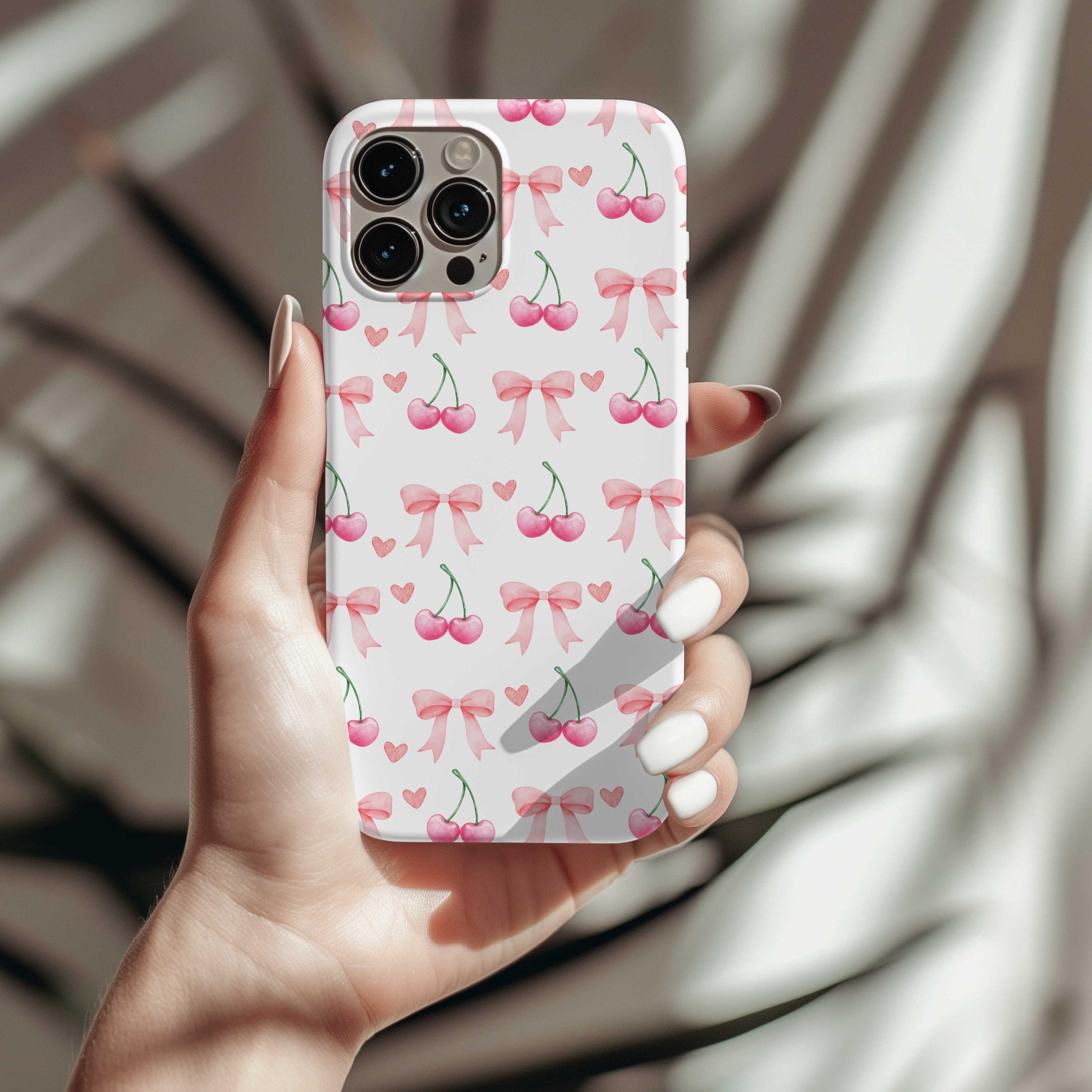 Coquette Phone Case, Coquette Lover Gift, Cherry Phonse Case, Pink Bow Phone Case, Spring Phone ...