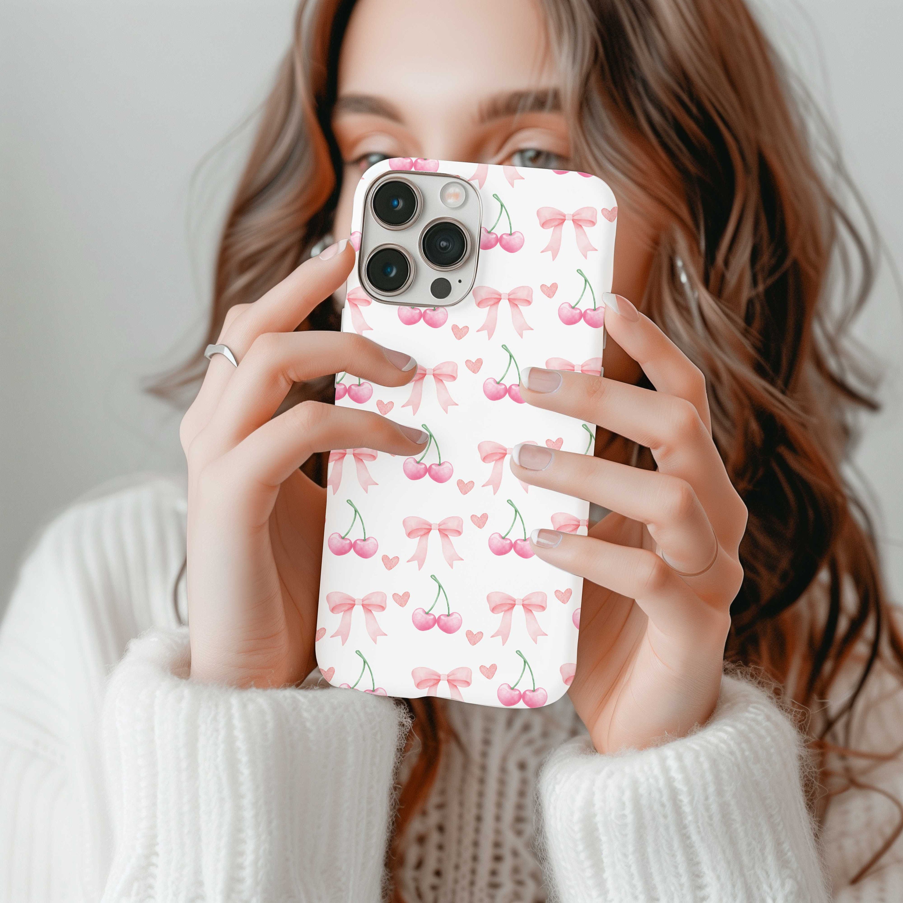 Coquette Phone Case, Coquette Lover Gift, Cherry Phonse Case, Pink Bow ...