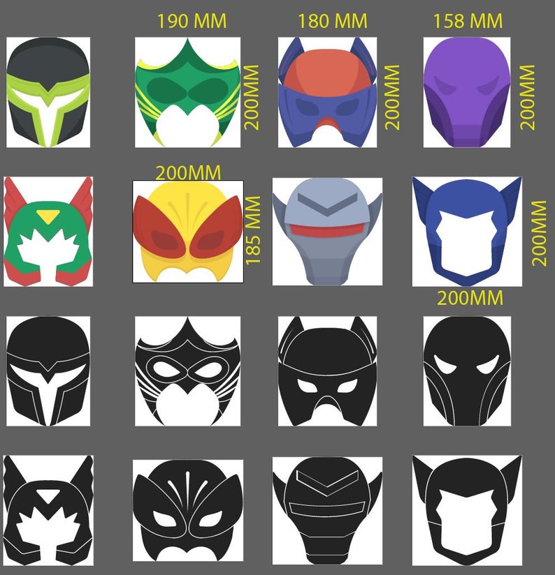 Super Hero Mask SVG PNG Clipart: 64 Designs (digital Download) - Etsy