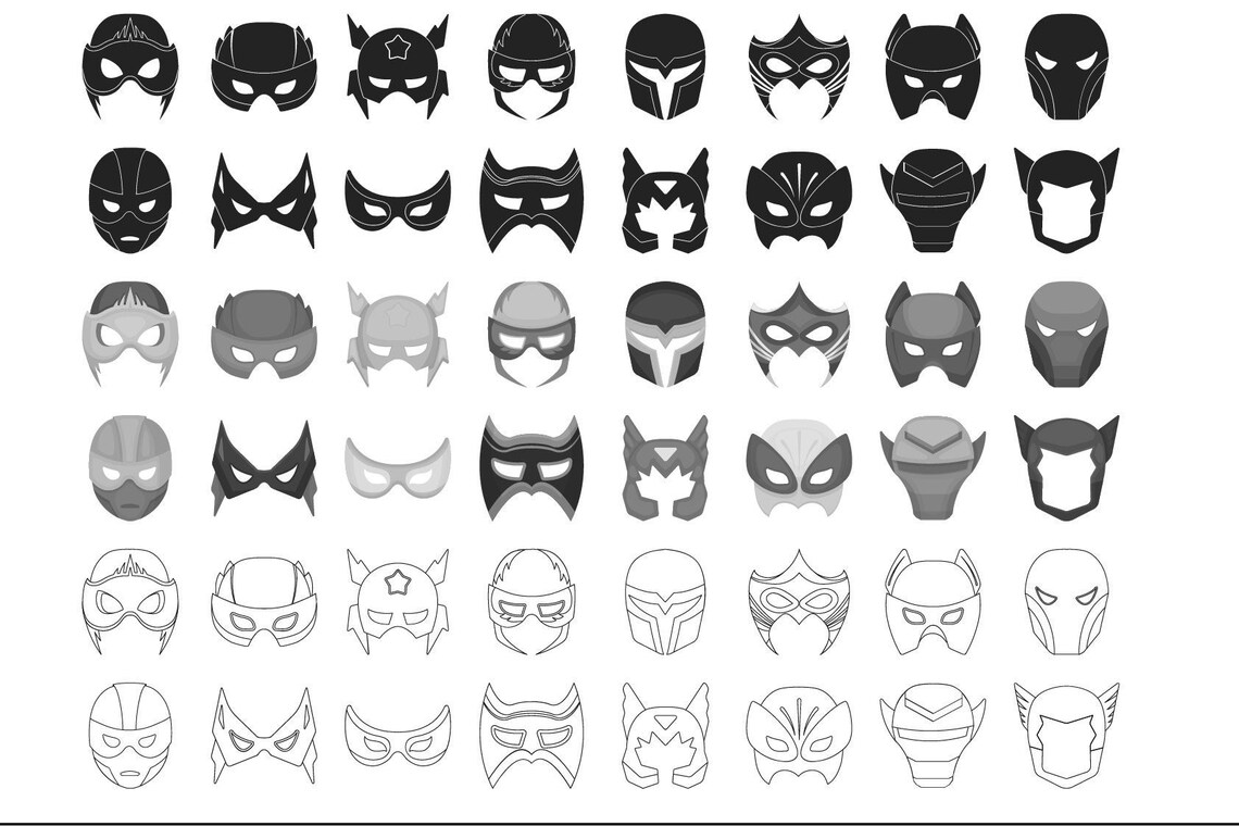 Super Hero Mask SVG PNG Clipart: 64 Designs (digital Download) - Etsy