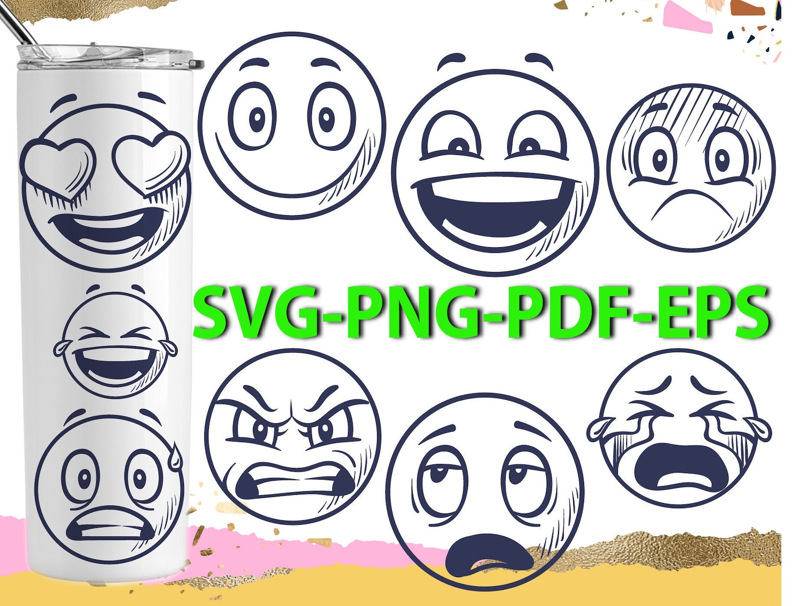 9 Sketch Smiles,doodle Smiley in Different Emotions. Hand Drawn Smiling ...