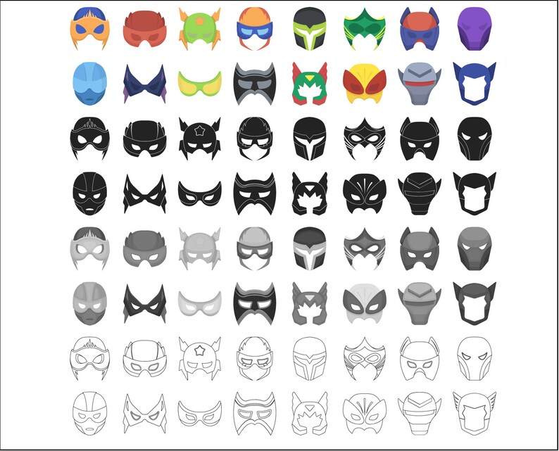 Super Hero Mask SVG PNG Clipart: 64 Designs (digital Download) - Etsy