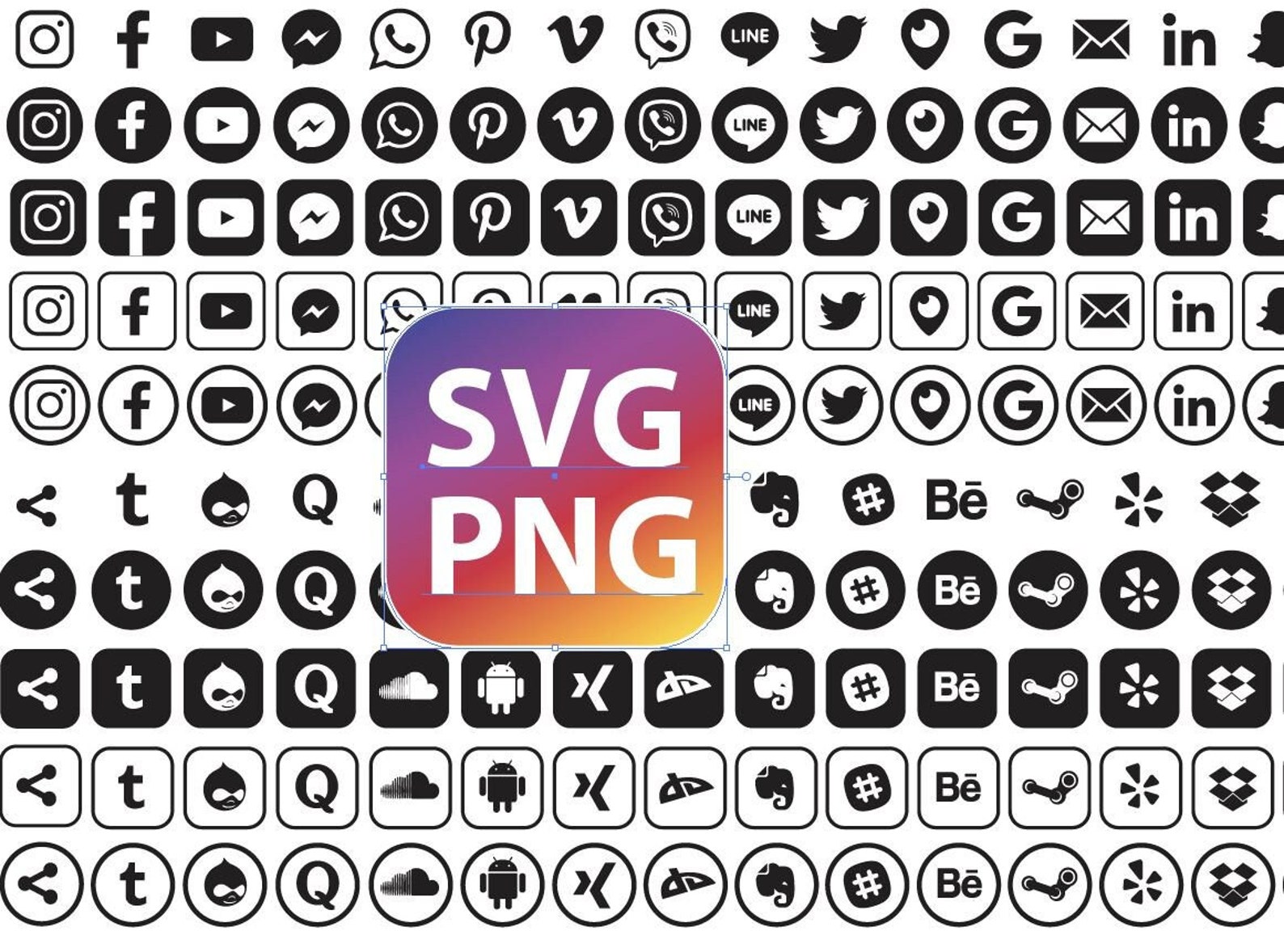 SOCIAL MEDIA HUGE Pack, Instagram Svg, Social Media Logo Svg, Social ...