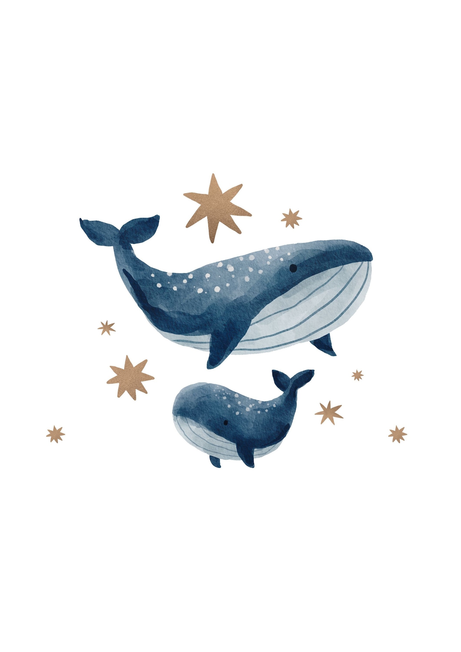 Watercolor Whale Mom and Baby Design - Instant Download in SVG, PNG ...