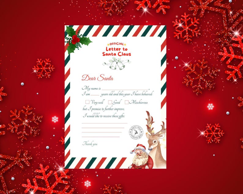 Printable Santa Wish List – Instant Download Christmas Letter - Etsy