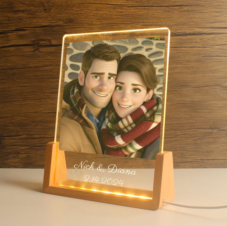 Custom Pixar Style Photo Frame: Personalized Cartoon Portrait, Couple ...