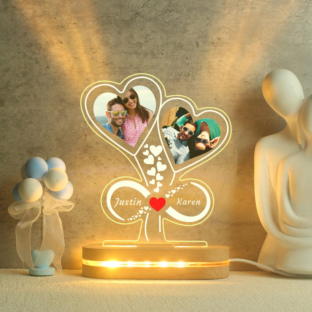 Personalized Couple's Custom Night Light, Photo Customized Lamp ...