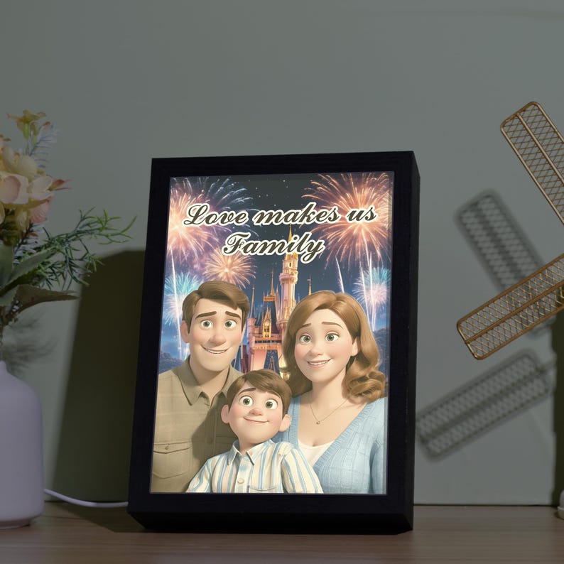 Custom Pixar Style Portrait: LED Light Box, Personalized Cartoon Art - Etsy