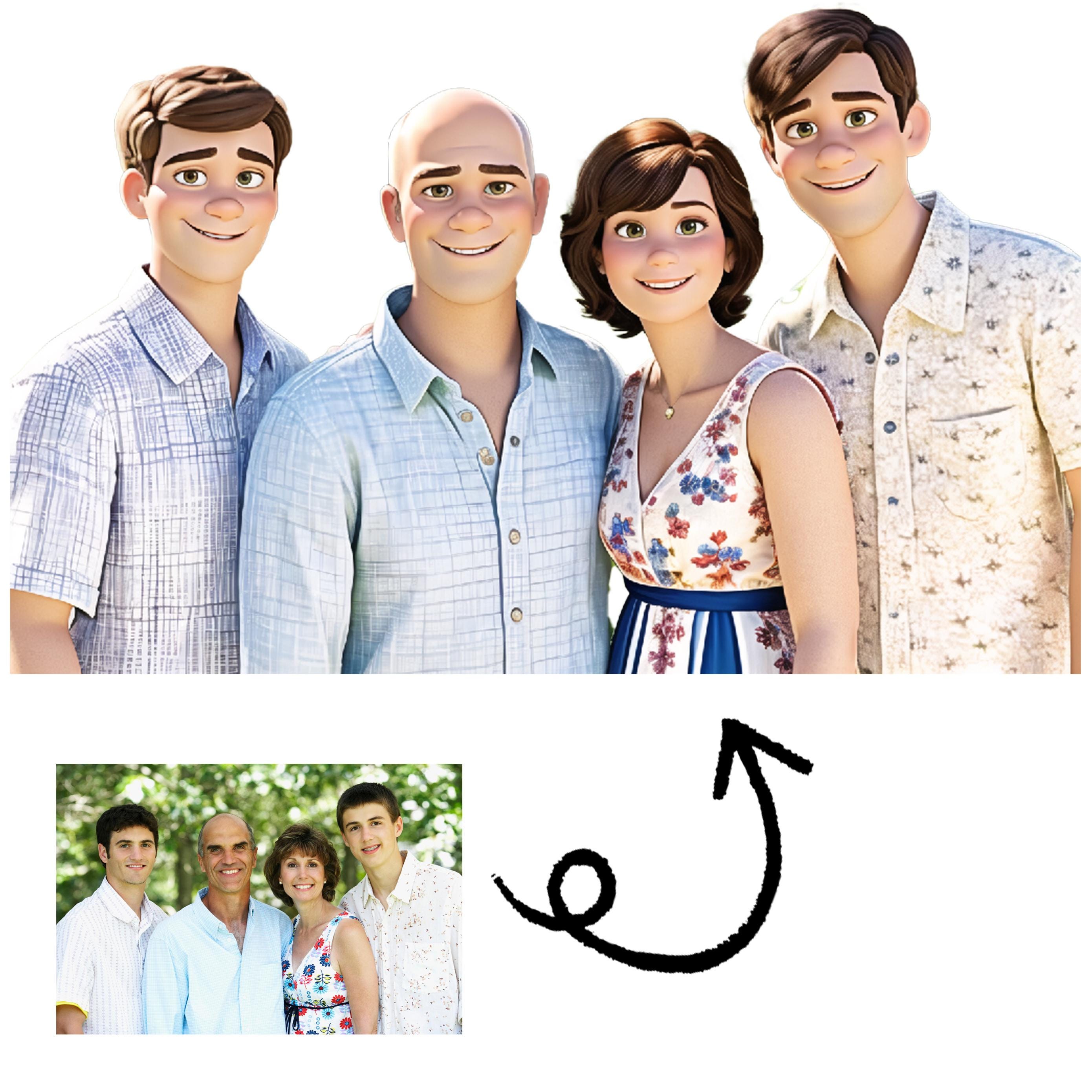 Custom Pixar Style Portrait LED Photo Frame - Personalized Couple Gift ...