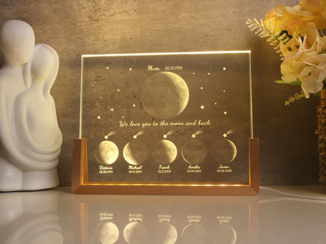 Personalized Moon Phase Crystal Lamp, Custom Moon Crystal Nightlight ...