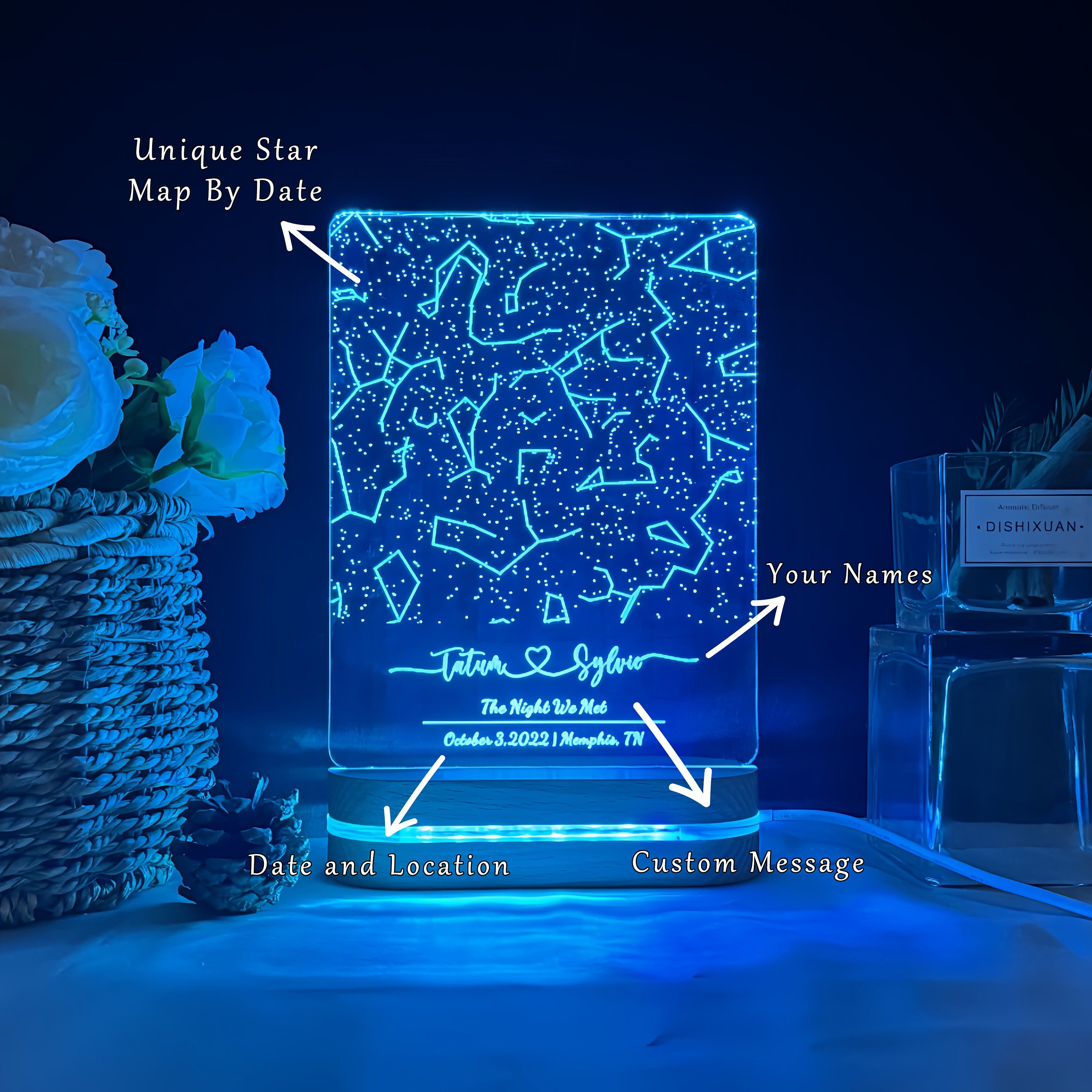 Custom Star Map by Date, Star Map Night Light, Personalized ...