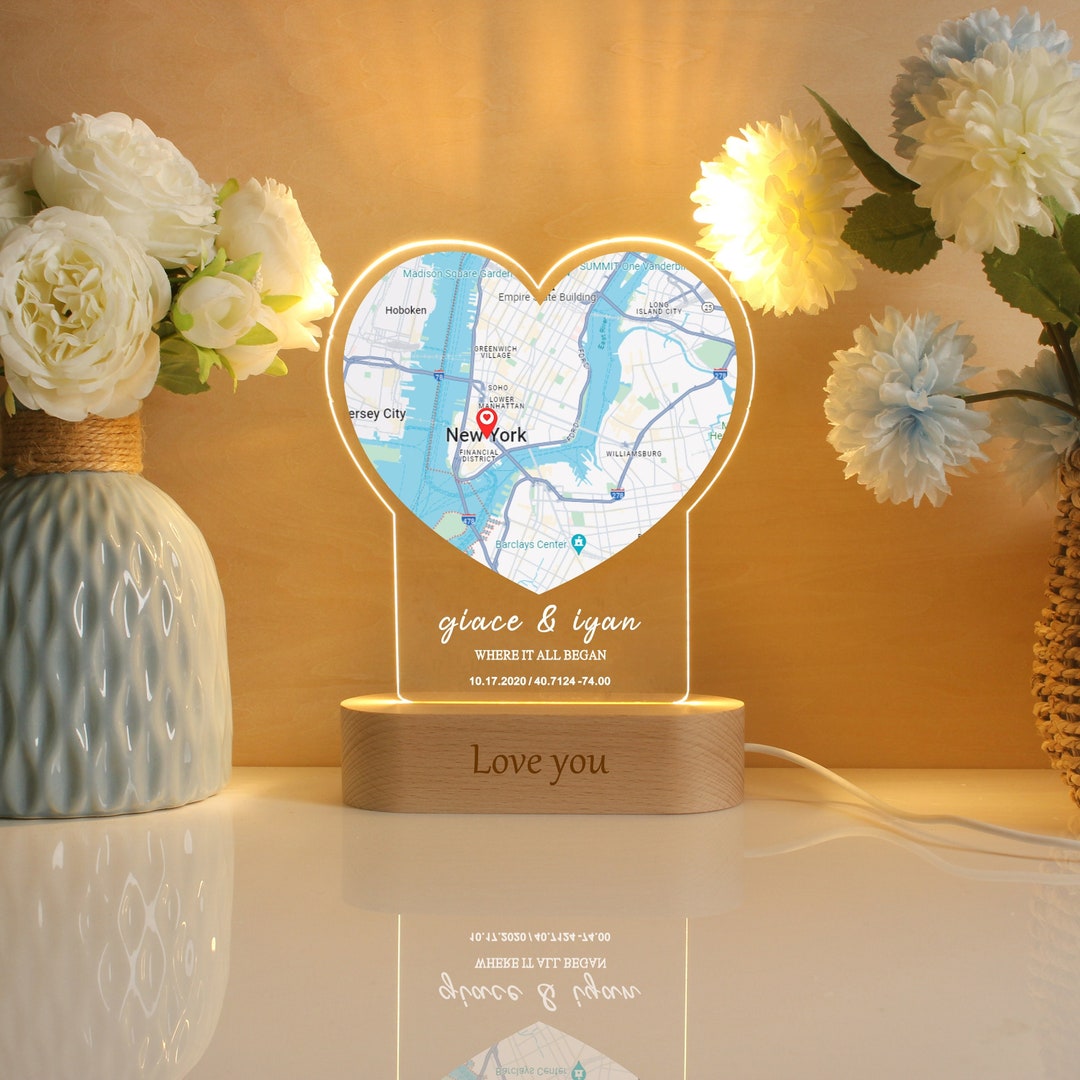 Custom Map Location Print,where We Met Map Acrylic Night Light,where It ...