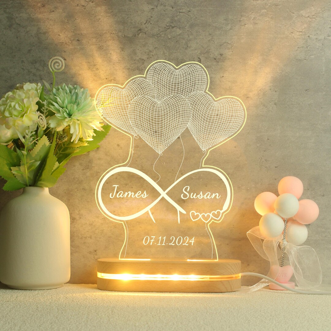 Personalized Name Customized Night Light, Couple Name Customized ...