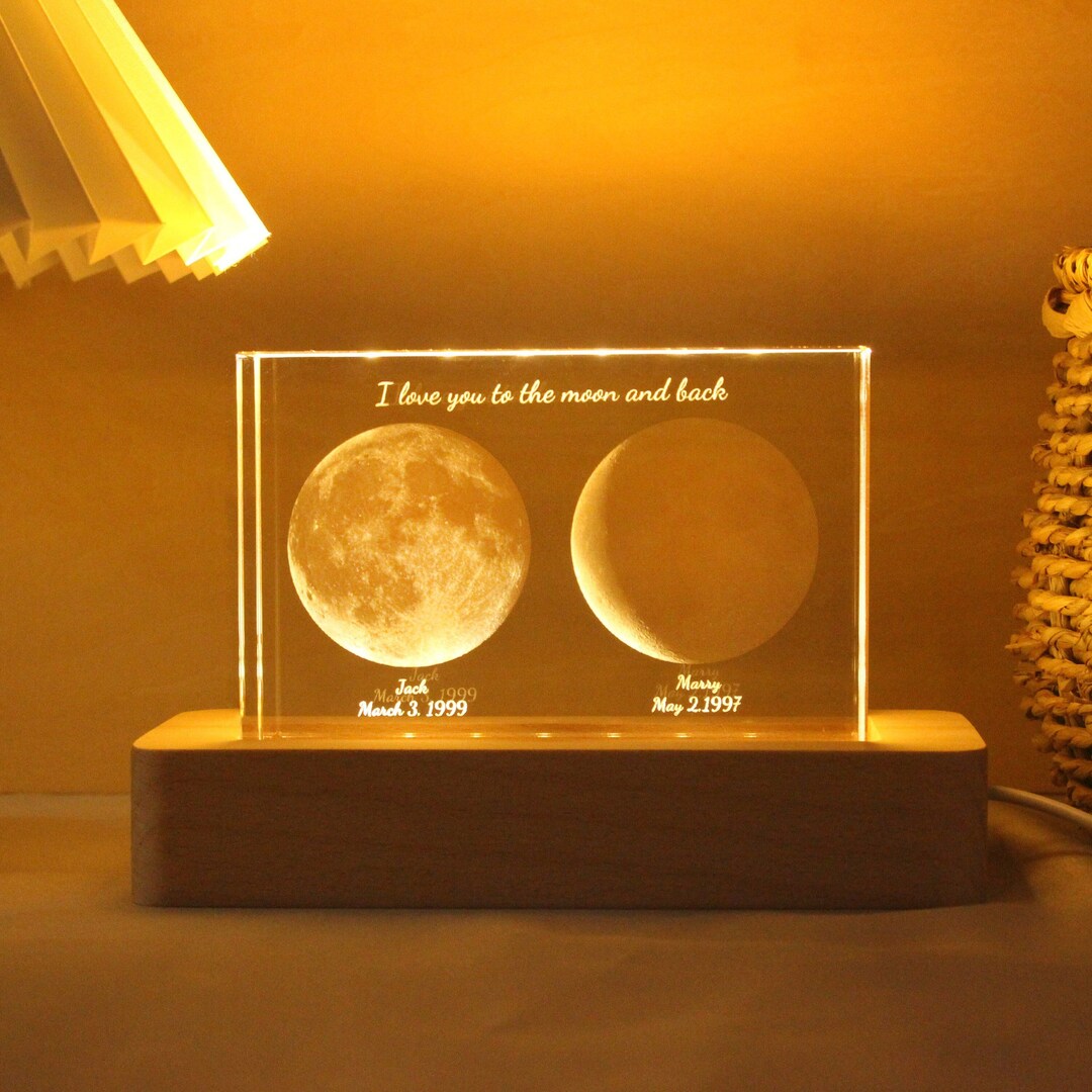 Personalized Moon Phase Crystal Lamp,custom Moon Phase by Date ...