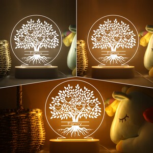 Family Tree Names LED Lamp, Mom Birthday Gift for Parents, Mother's Day ...