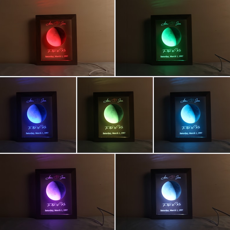 Personalized Moon Phase Acrylic Lamp, Custom Moon Phase by Date Acrylic ...