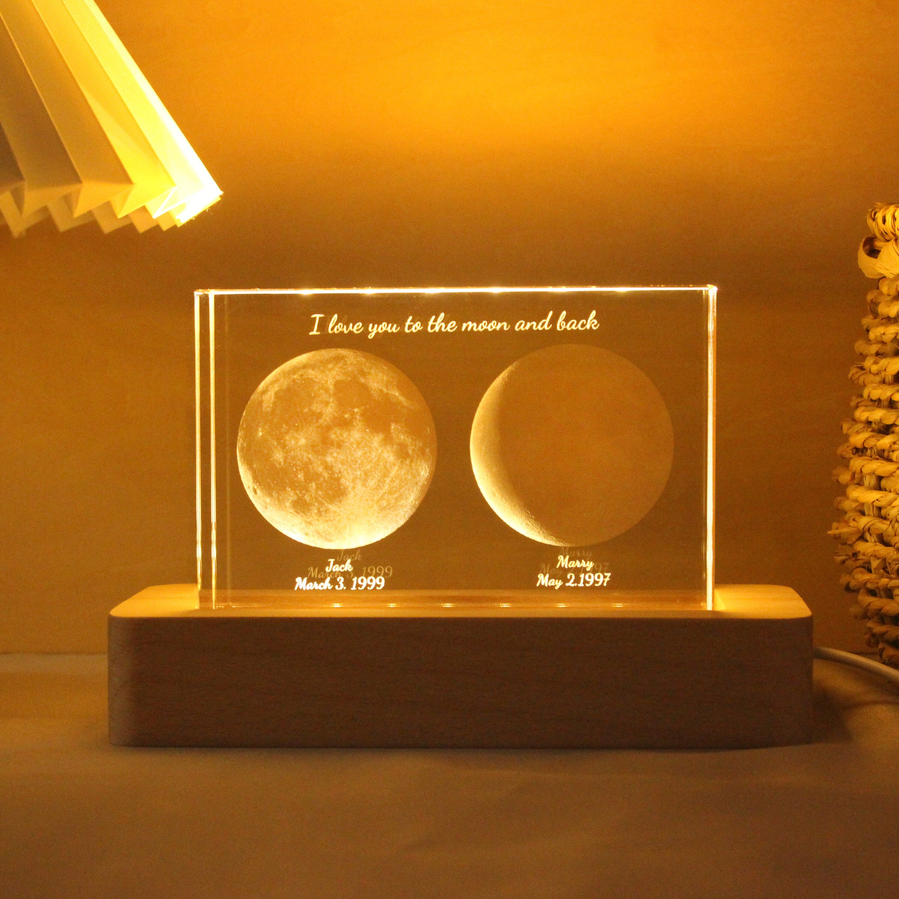 Personalized Moon Phase Crystal Lamp,custom Moon Phase by Date ...